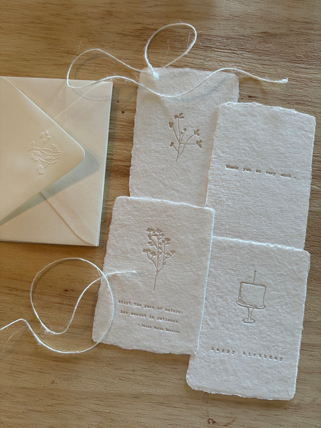 Deckle Edge White Letterpressed Cards Handmade Paper Cards Happy Mother ...