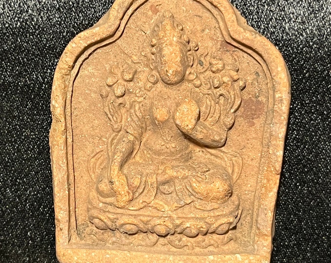 Antique Handmade Tibetan Green Tara Tsatsa, Tibetan Clay Tsatsa, Votive ...