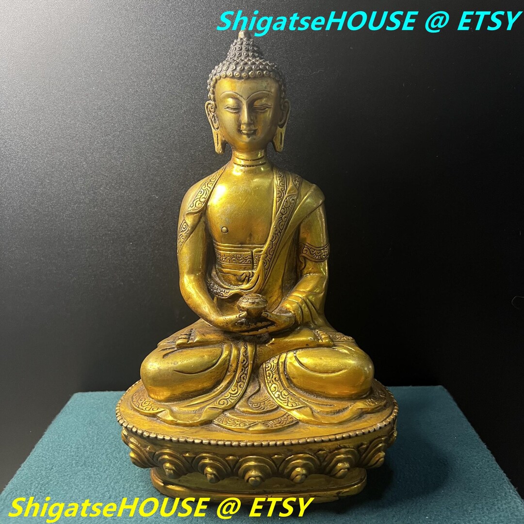 Original Vintage Tibetan Sakyamuni Buddha Sitting Statue, Tibetan ...