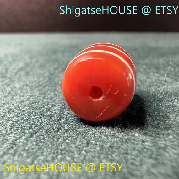Original Barrel Type White Stripes Red Bead, Tibetan … - Gem