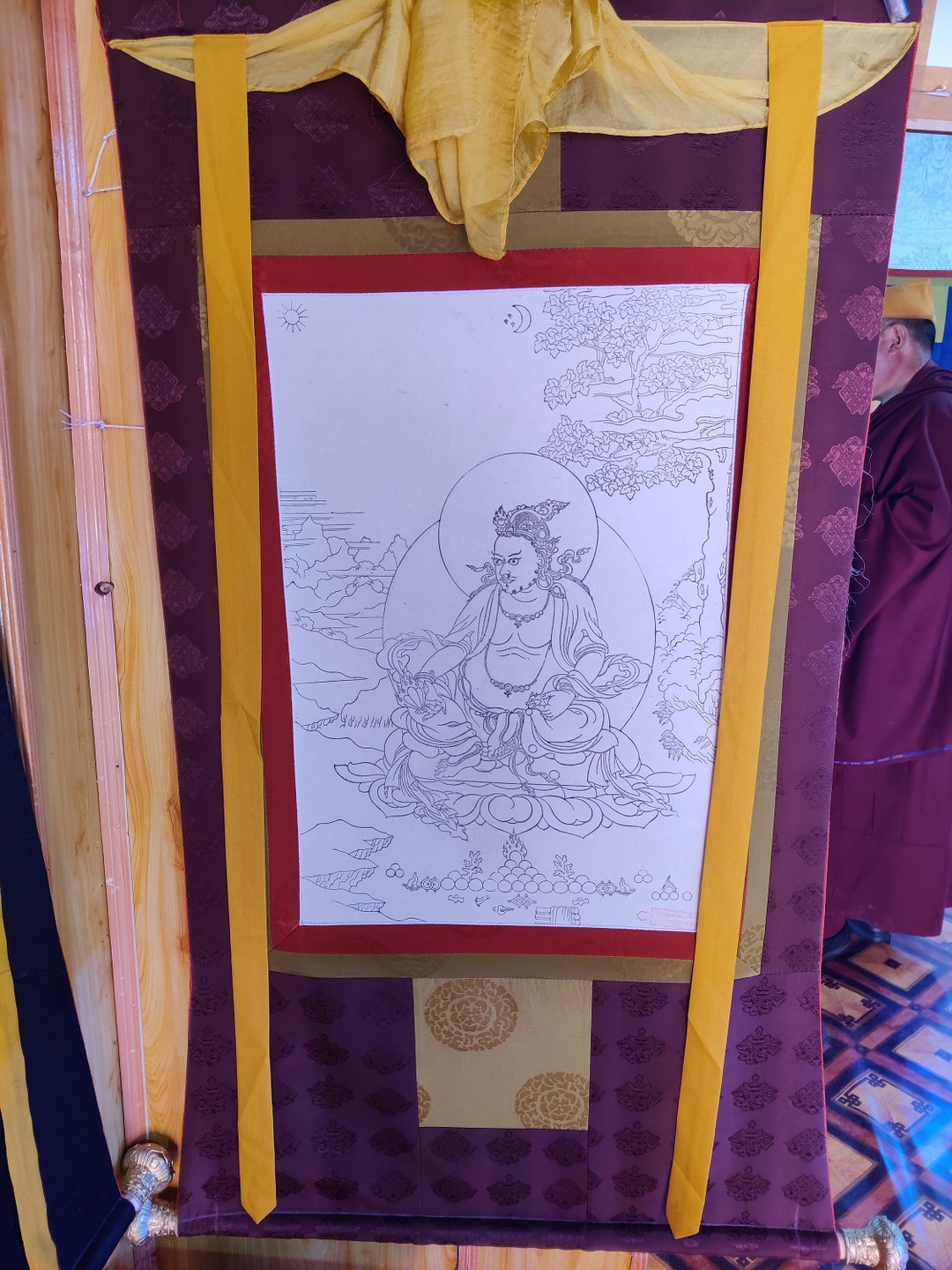 Tibetan Buddhist Art, Derge Printing Monastery Art, Yellow Jambhala ...