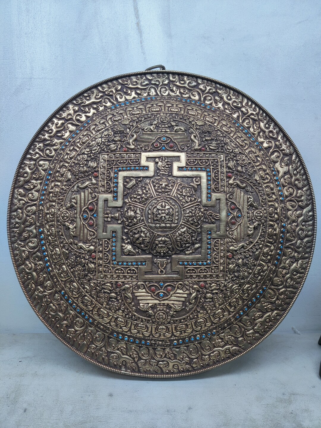 Handmade Original Copper Mandala Thangka Decoration, Kalacakra ...