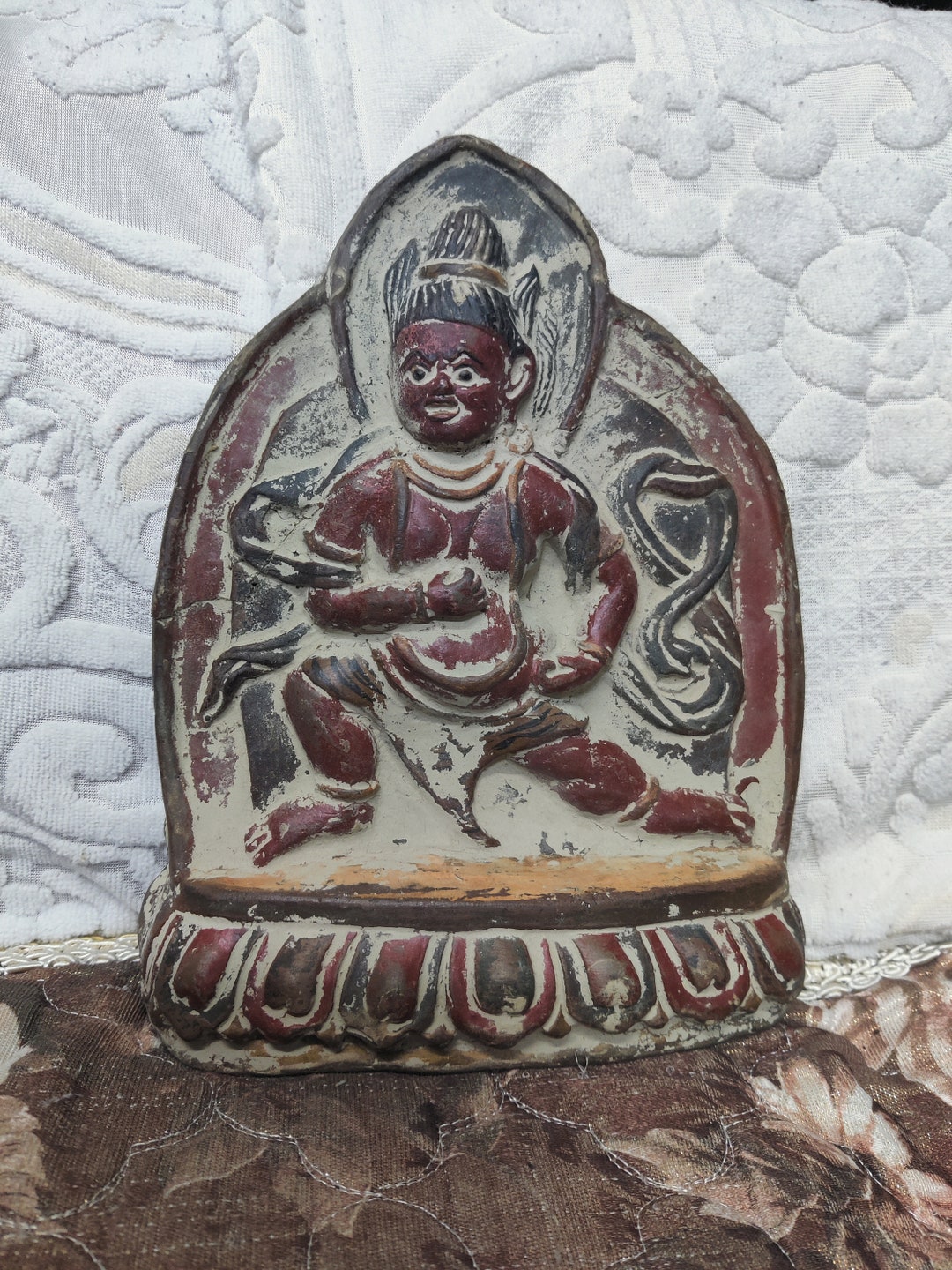 Original Handmade Vajrapani Statue Tsatsa, Tibetan Clay Statue, Tsa Tsa ...