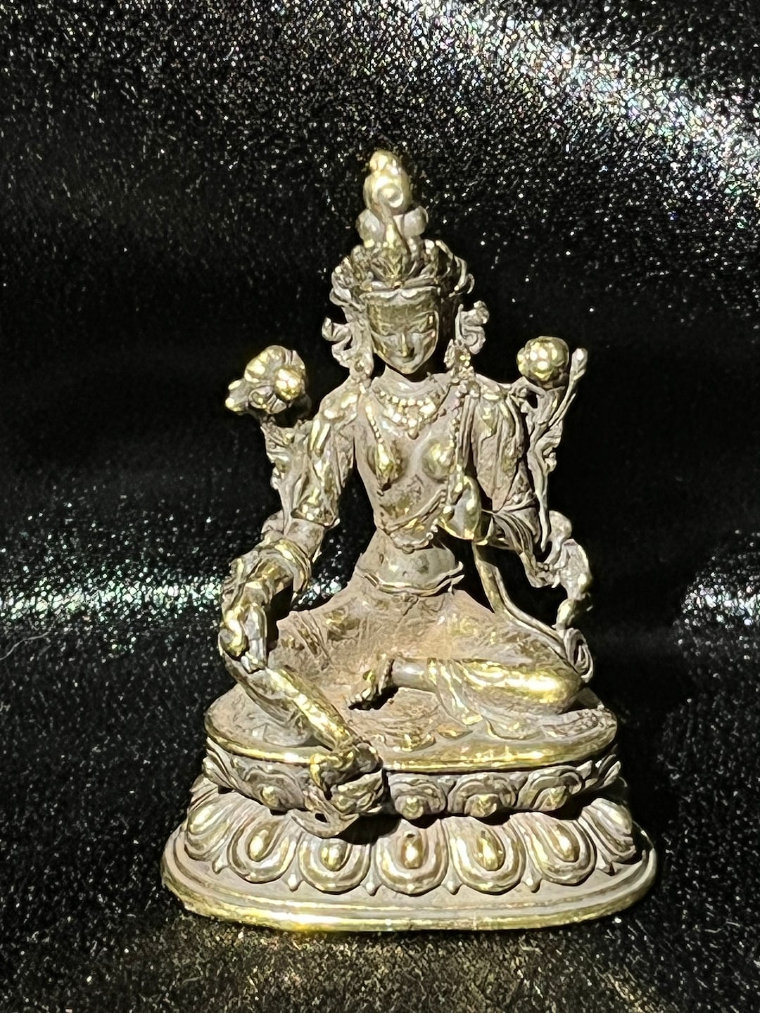 Original Vintage Tibetan Green Tara Sitting Statue, Tibetan Statue ...