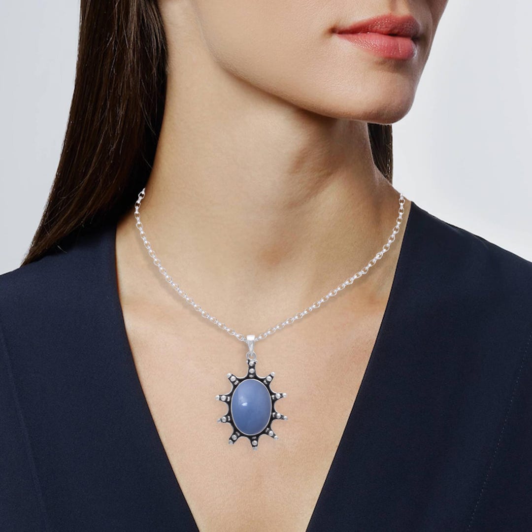 Angelite Pendant Necklaces - Gift for Her Birthday Anniversary Wife Mom ...