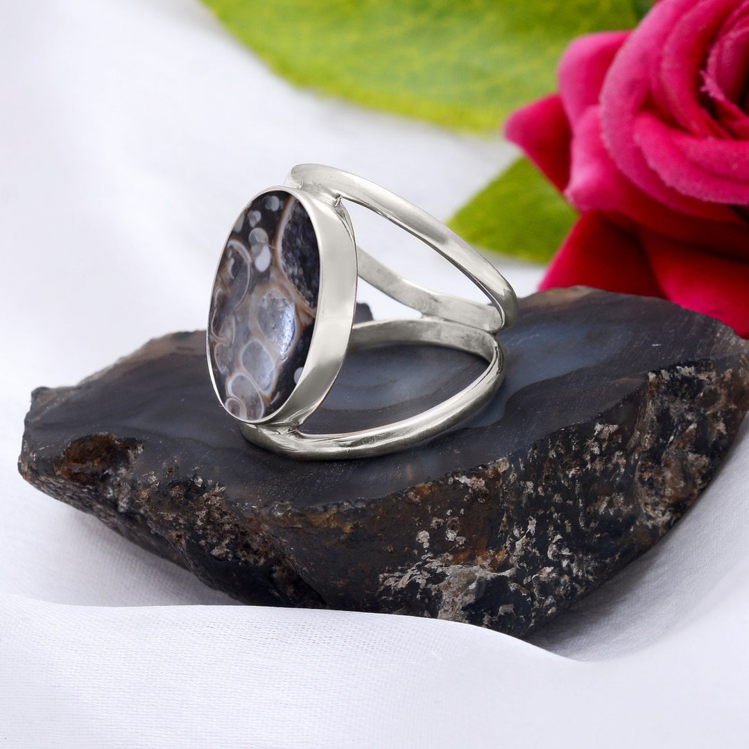 Sterling Silver Gemstone Rings - Turtella Turritella Agate Jasper Rings ...