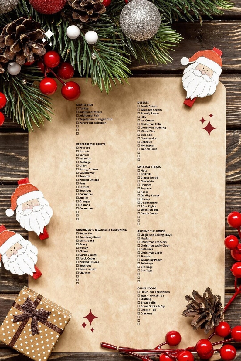 Ultimate Christmas Food Shopping List UK - Etsy