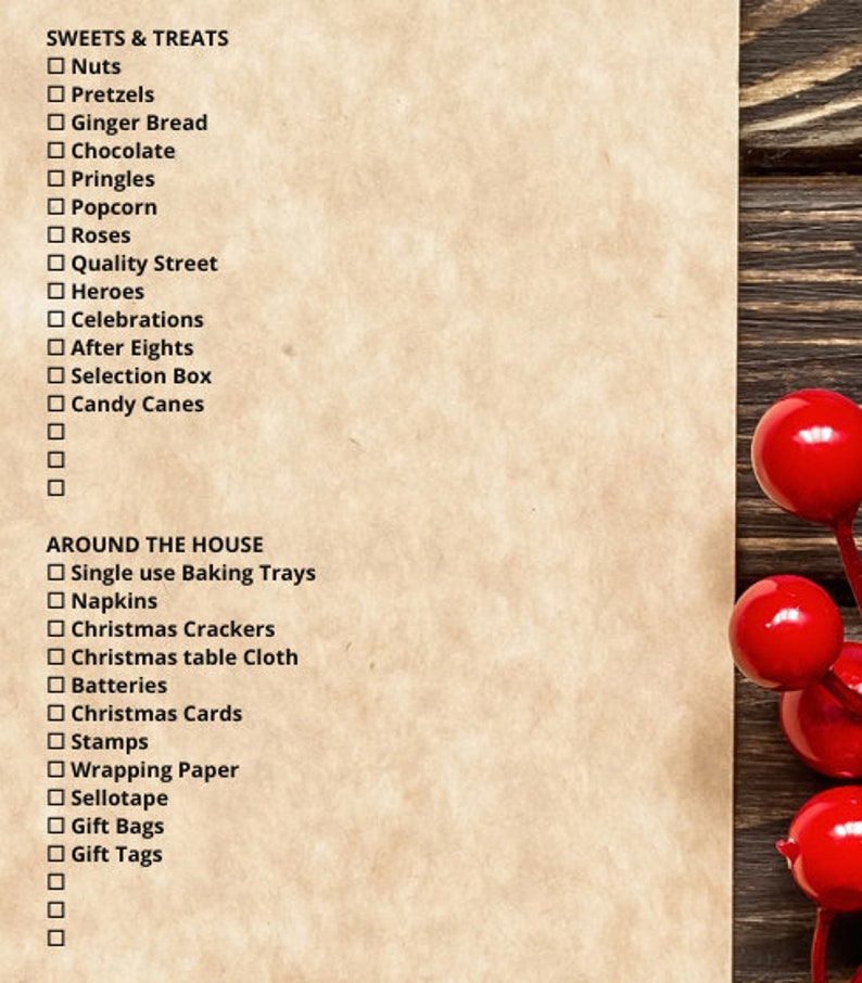 Ultimate Christmas Food Shopping List UK - Etsy
