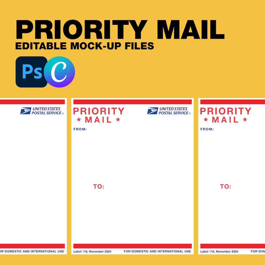Priority Mail Mock up Template PSD, CANVA, SVG - Etsy UK