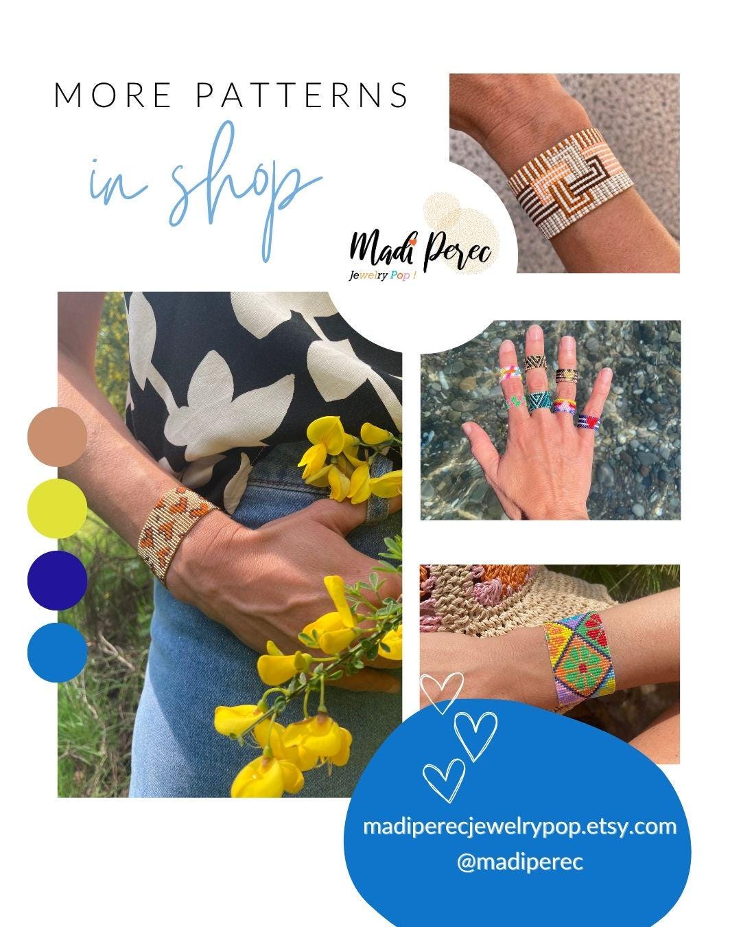 Miyuki Bead Bracelet Pattern on Loom, Piano Woven Jewelry, Black and White Miyuki Delica Bead ...