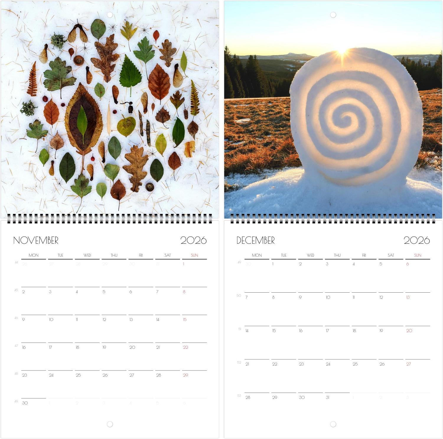ENGLISH for US & CA Calendar Land Art Earth Nature 2026 - Etsy