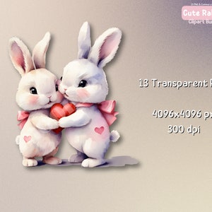Cute Rabbit Clipart Bundle Valentine's Day, 13 Transparent Pngs ...