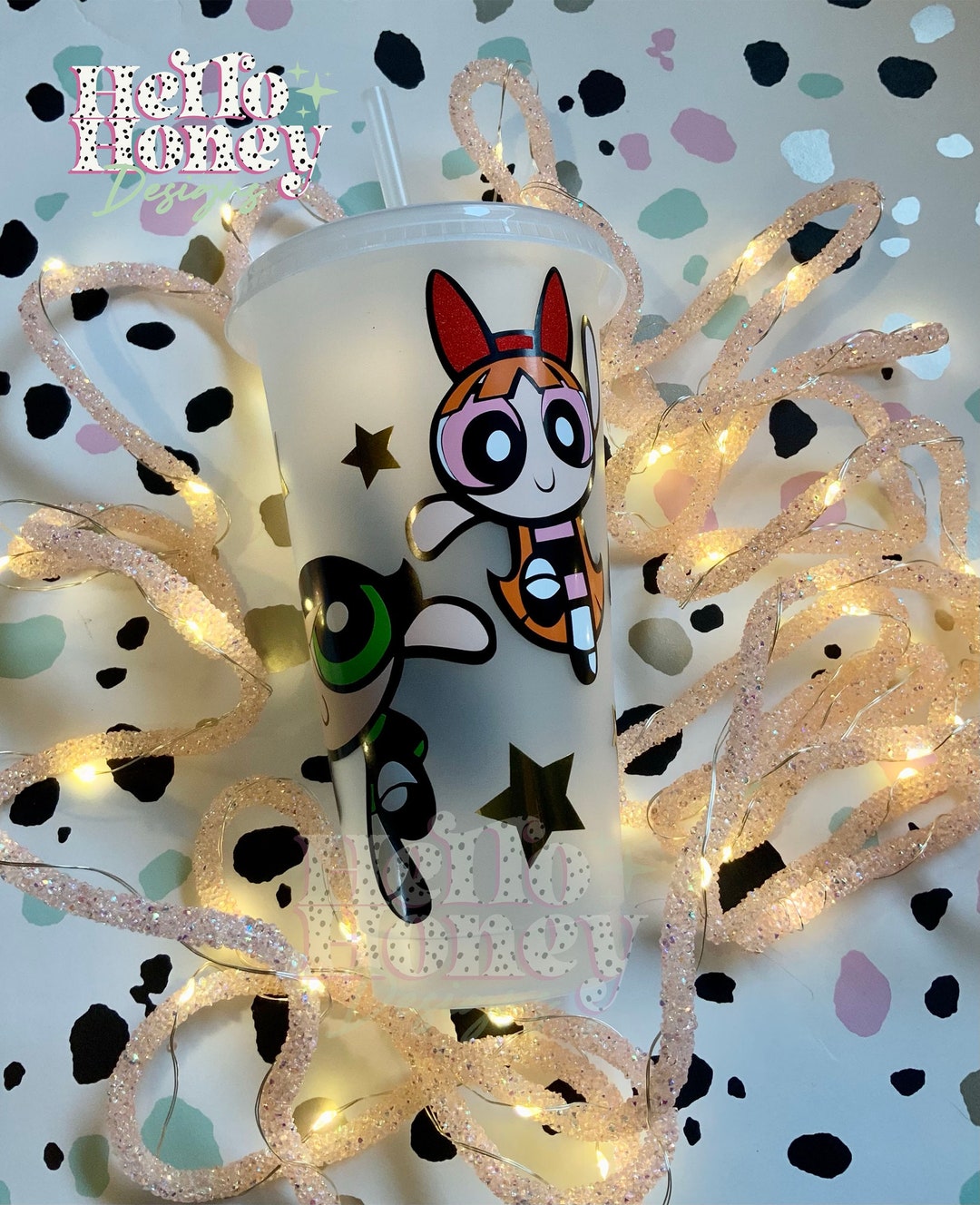 Powerpuff Girls 24oz Cold Cup custom Reusable Tumbler With Straw and ...