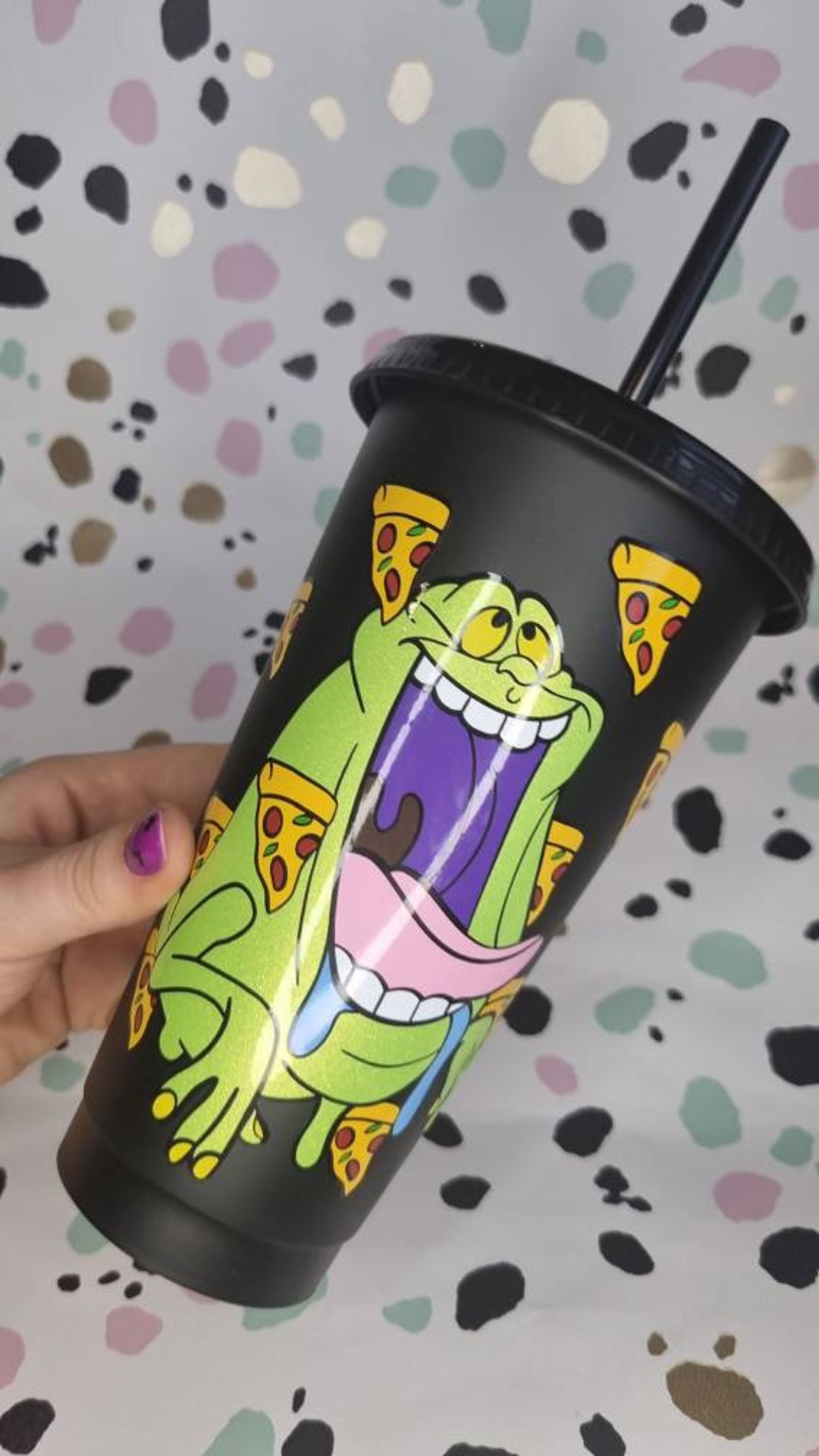 Slimer Ghostbusters 24oz Cold Cup custom Reusable Tumbler With Straw ...