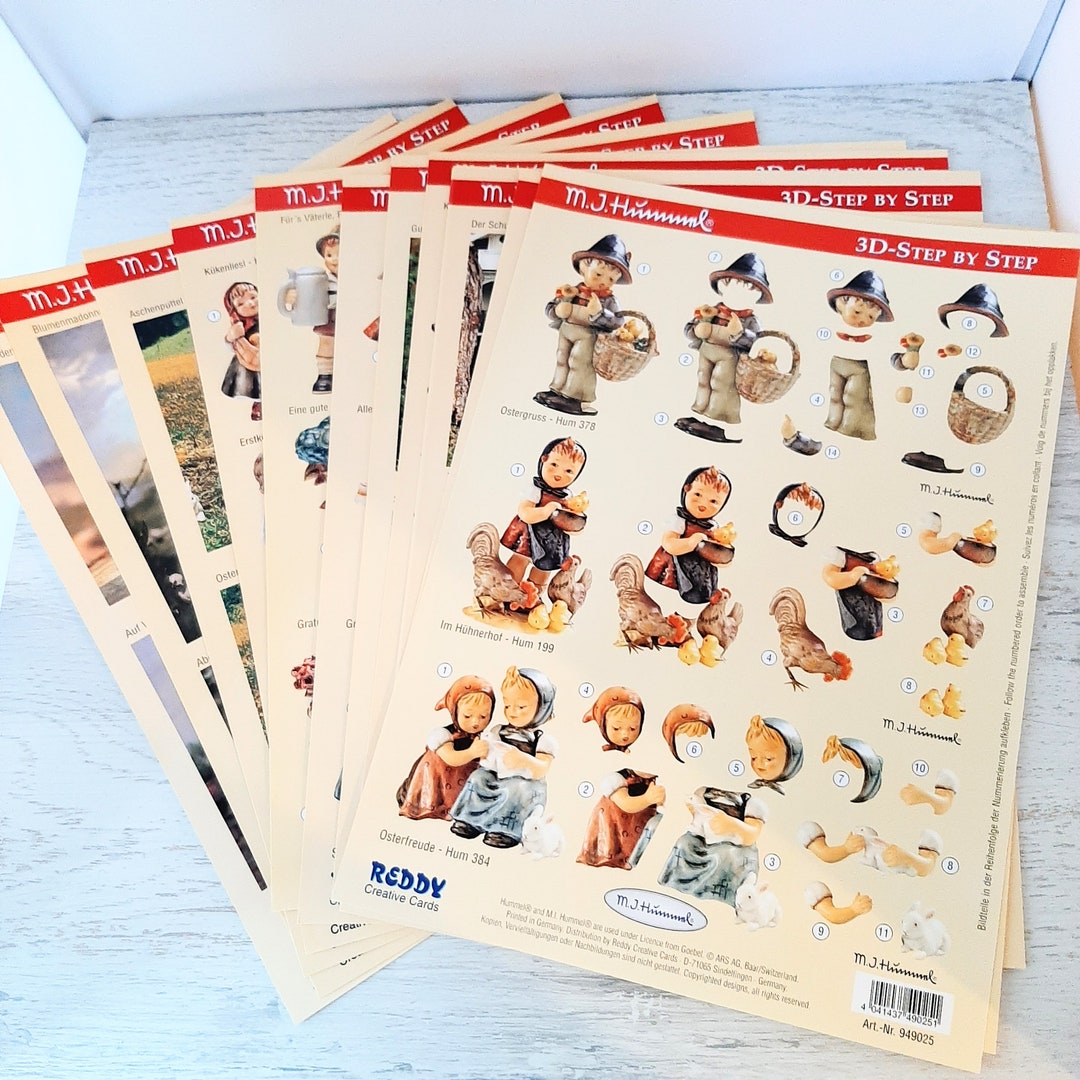 15 3 D Sheets hummel Figures for Cutting Out, Scrapbooking, Card Making ...
