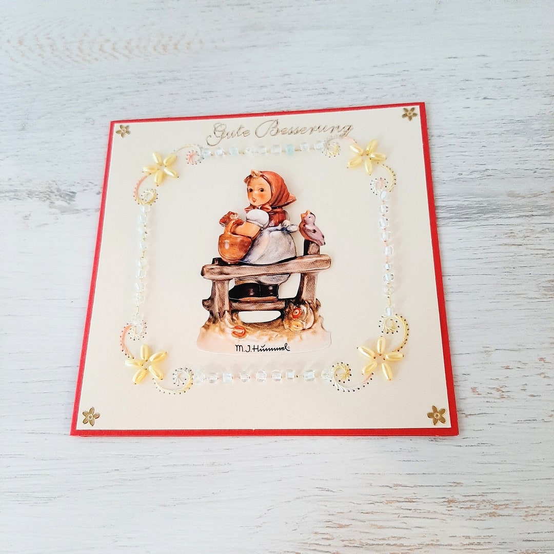 Thread Graphic embroidered Greeting Card hummel Handmade - Etsy