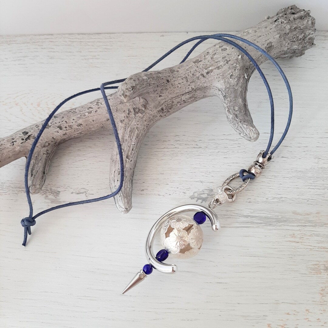 Long Chain, Interchangeable Stick Pendant With Leather Cord ...