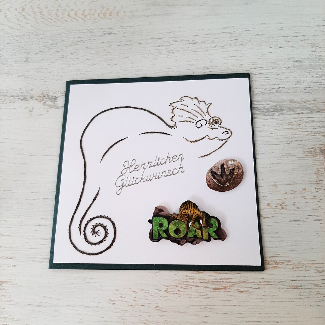Thread Graphic embroidered Greeting Card happy Birthday Handmade - Etsy