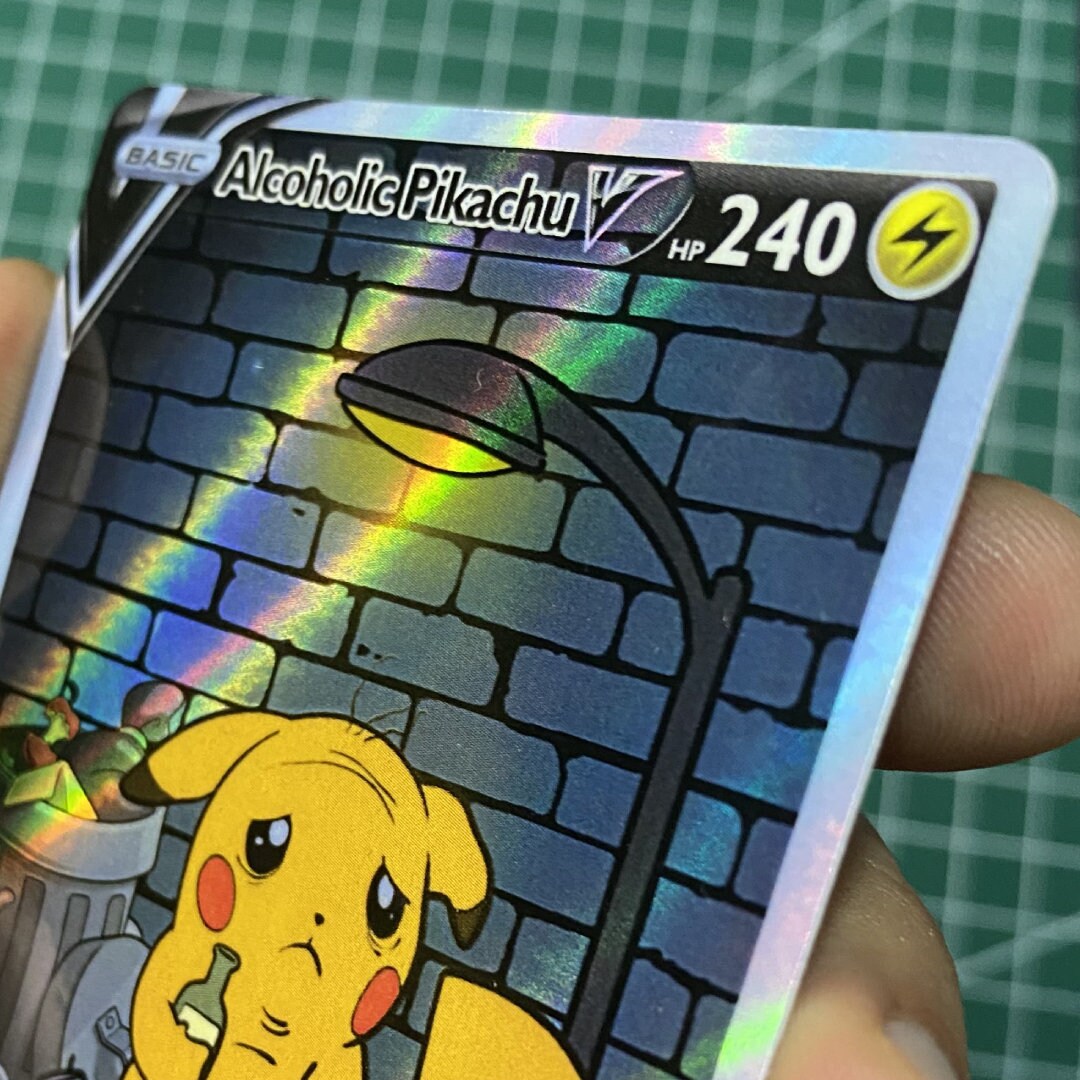 Alcoholic Pikachu V Alternate Full Art Holo Custom Pokemon Card - Etsy