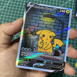 Alcoholic Pikachu V Alternate Full Art Holo Custom Pokemon - Etsy Australia