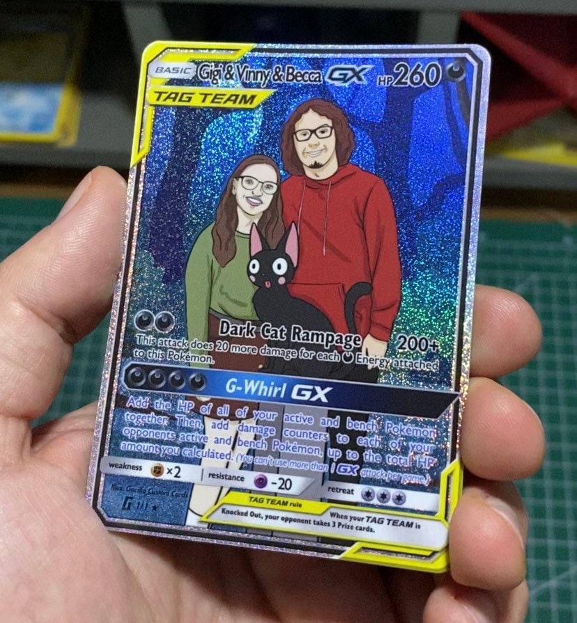 Custom Holo Pokemon Tag Team Card Personalized Pokemon, Couples ...
