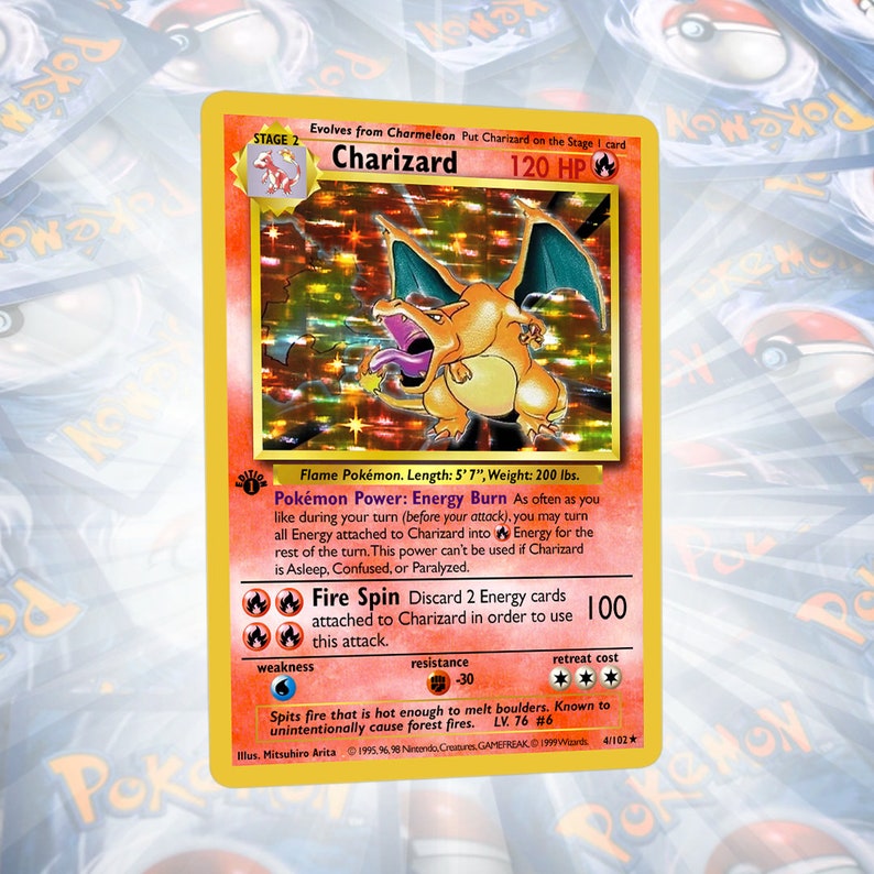 Charizard 1st Edition Base Set 4/102 Pokemon Proxy Custom Holo - Etsy