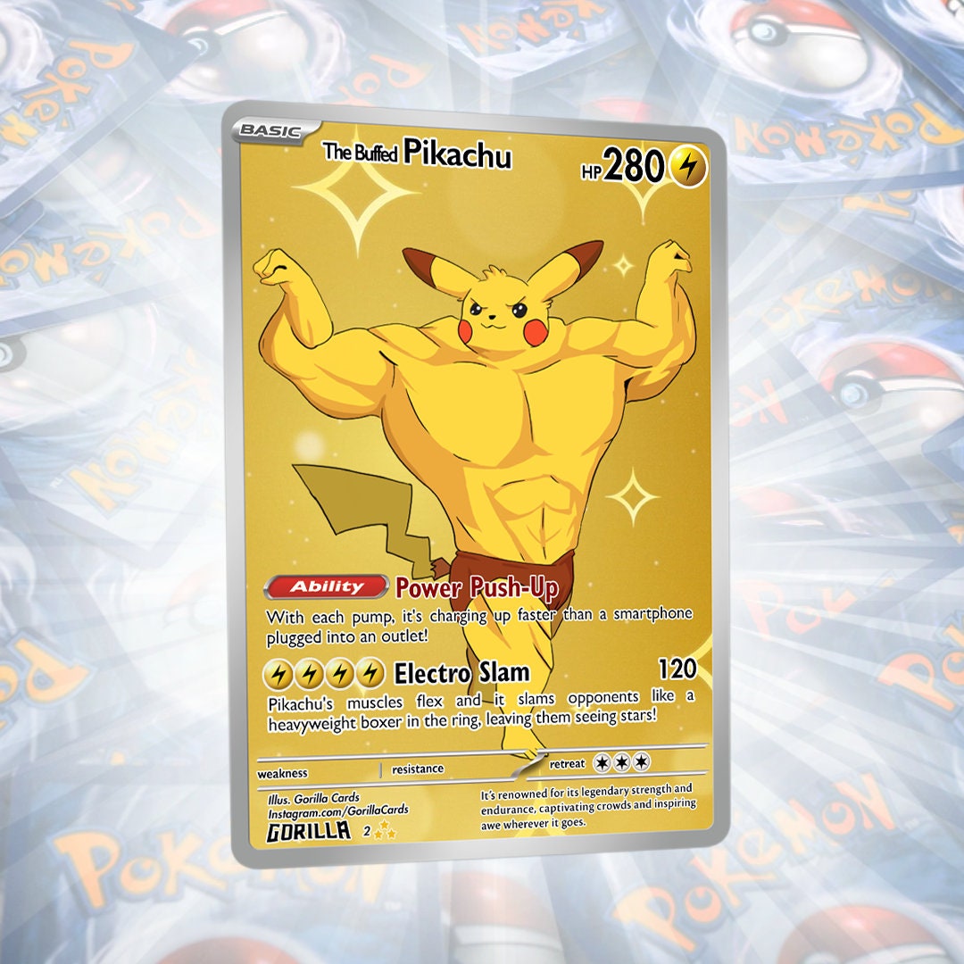 The Buffed Pikachu Full Art Art Holo Custom Pokemon Card - Etsy