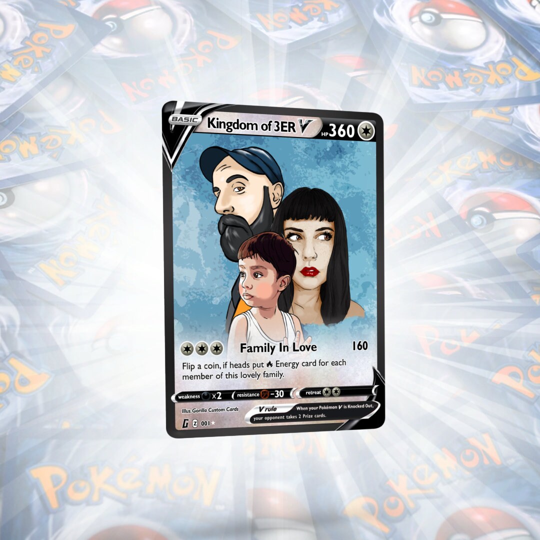 Custom Holo Pokemon V Card Personalized Pokemon, Couples & Family ...