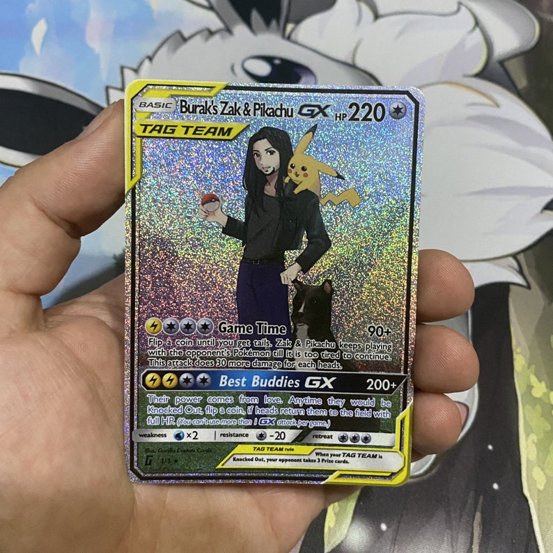 Custom Holo Pokemon Tag Team Card Personalized Pokemon, Couples ...