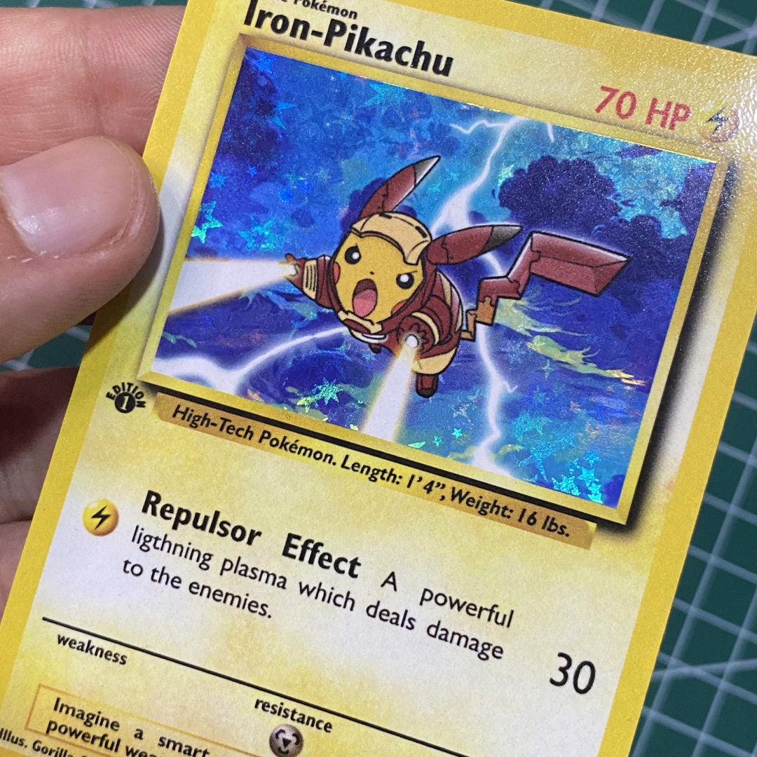Iron-pikachu Vintage Holo Custom Pokemon Card - Etsy