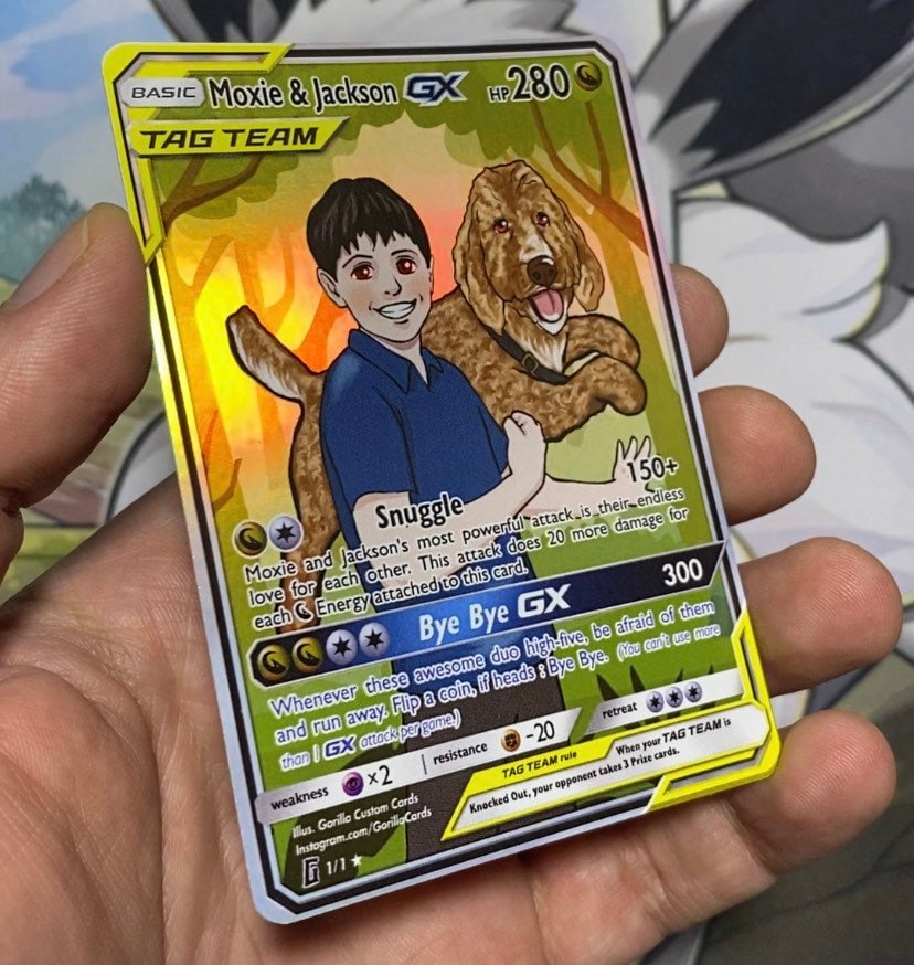 Custom Holo Pokemon Tag Team Card Personalized Pokemon, Couples ...