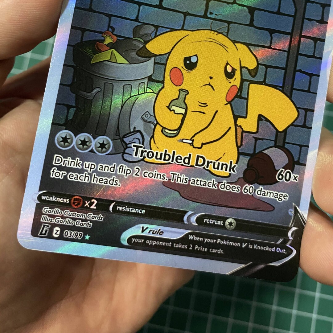 Alcoholic Pikachu V Alternate Full Art Holo Custom Pokemon Card - Etsy