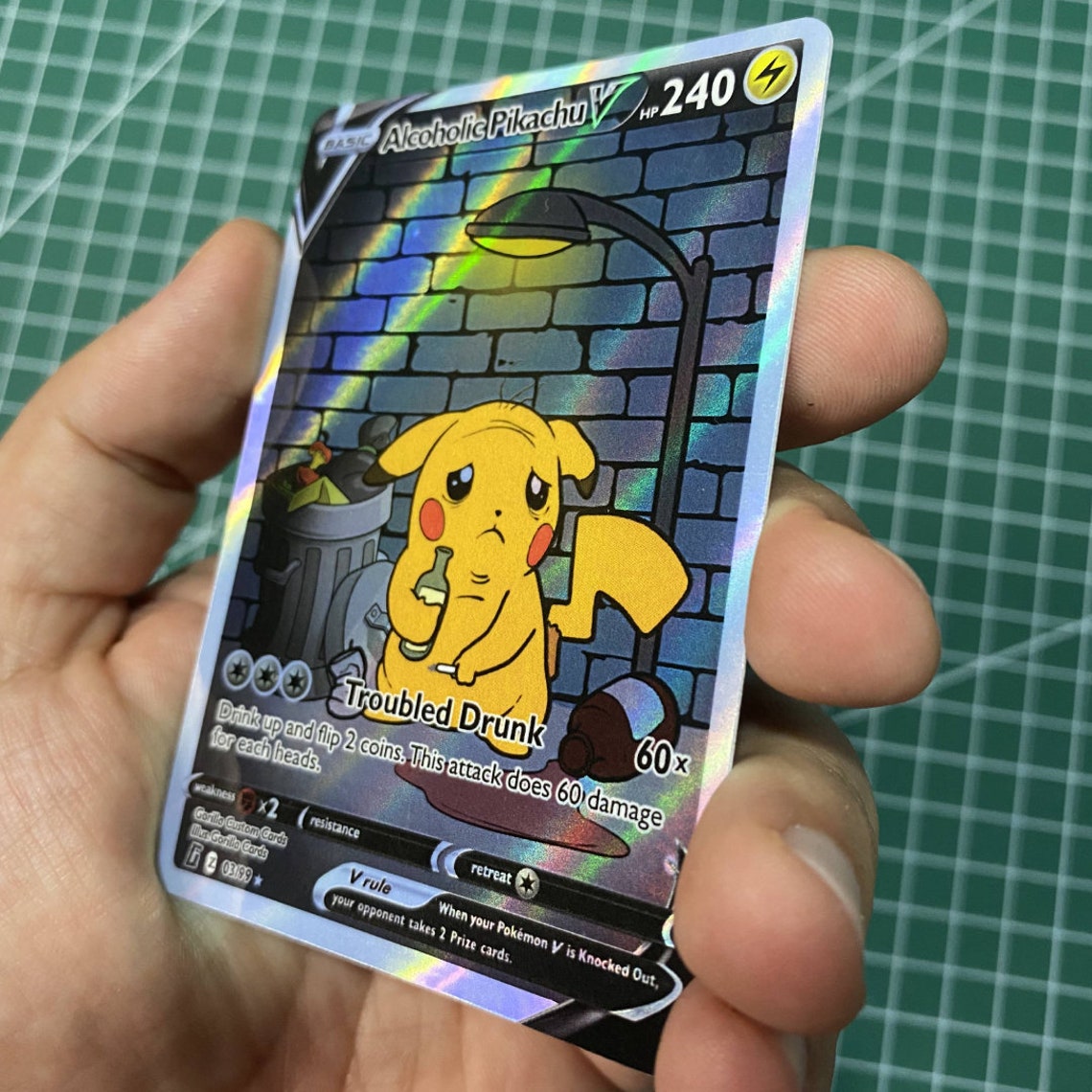 Alcoholic Pikachu V Alternate Full Art Holo Custom Pokemon - Etsy