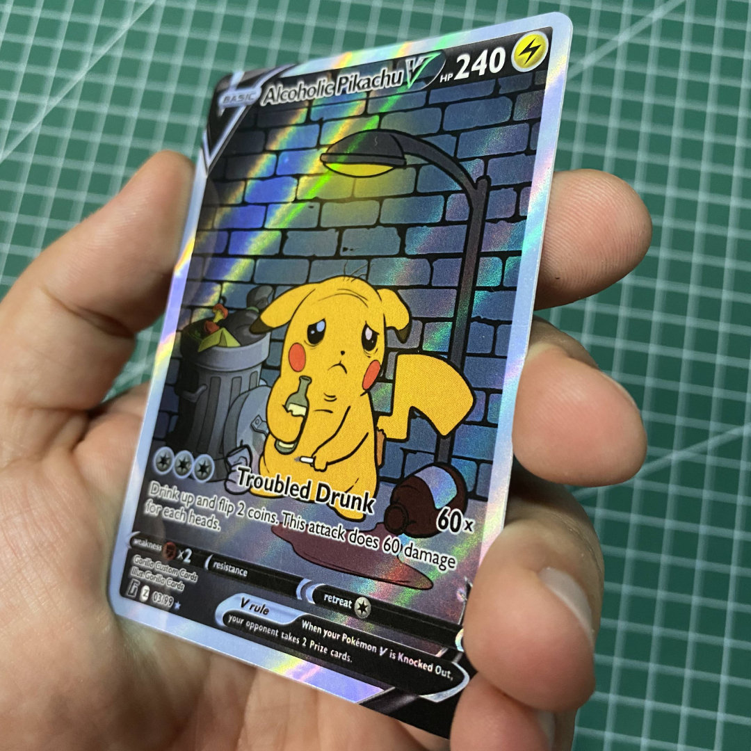 Alcoholic Pikachu V Alternate Full Art Holo Custom Pokemon Card - Etsy