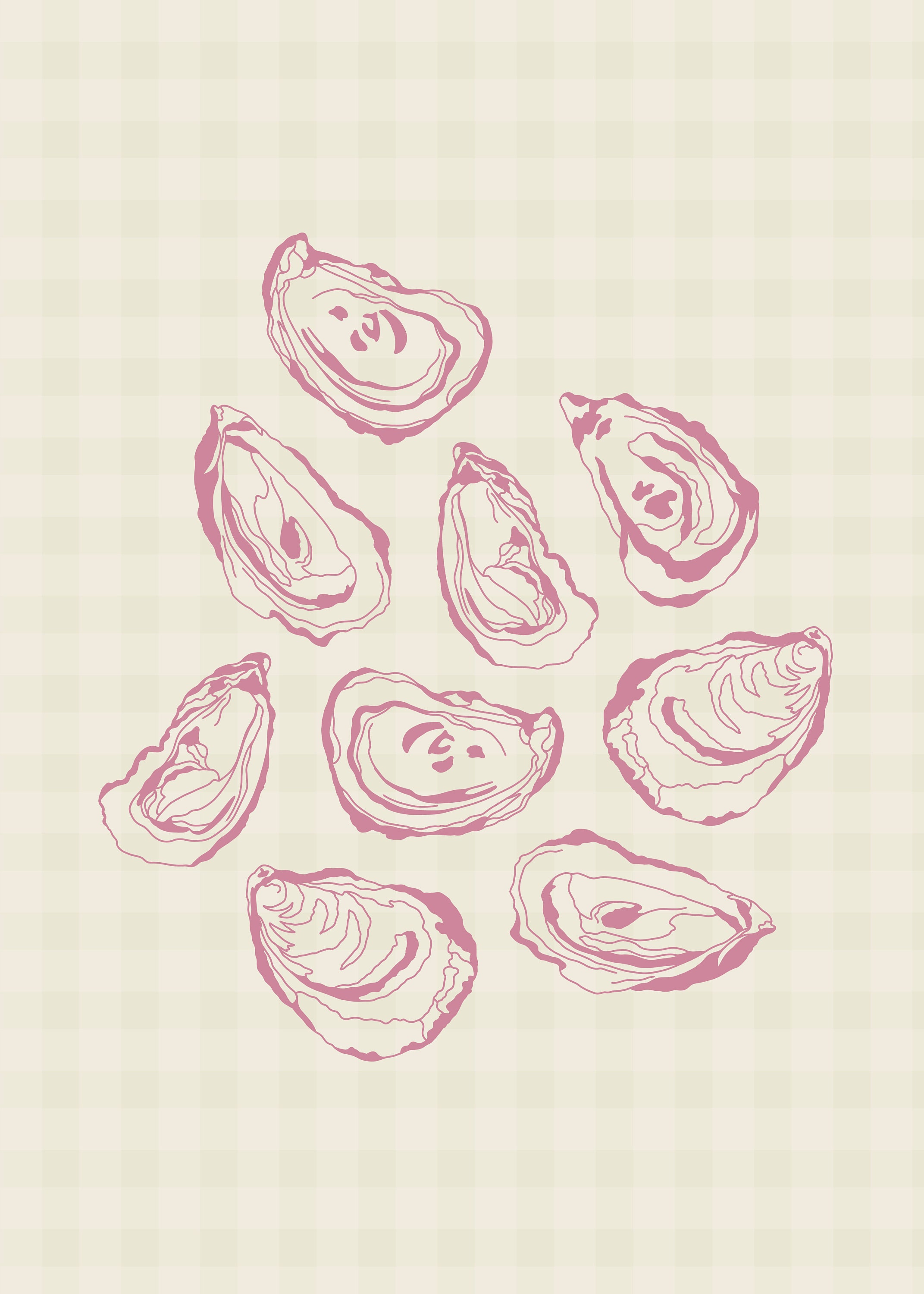 Printable Pink Oyster Illustration, Oysters on a Table, Illustrated ...