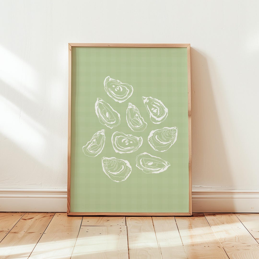 Printable Green Oyster Illustration, White Oysters on a Table ...