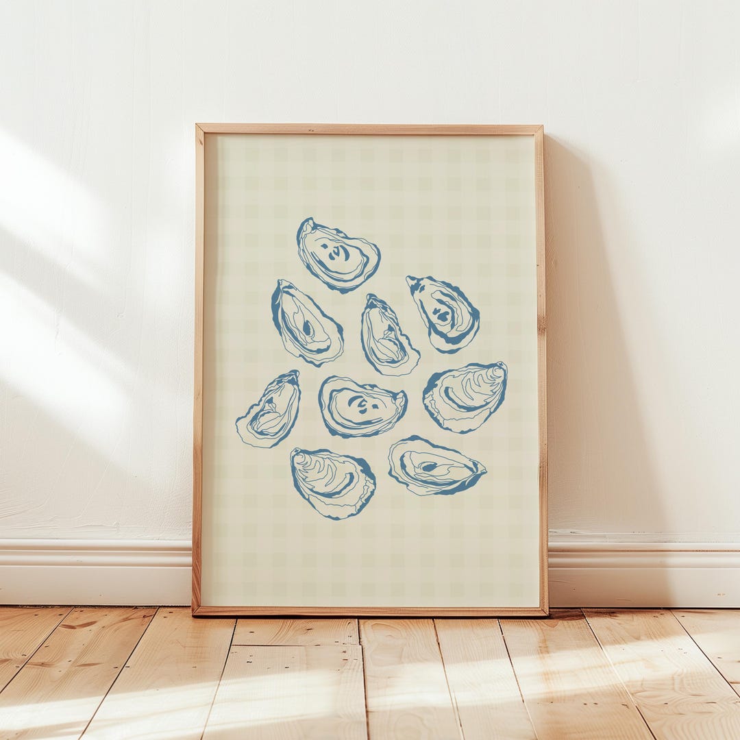 Printable Oyster Illustration, Oysters on a Table, Illustrated Line ...