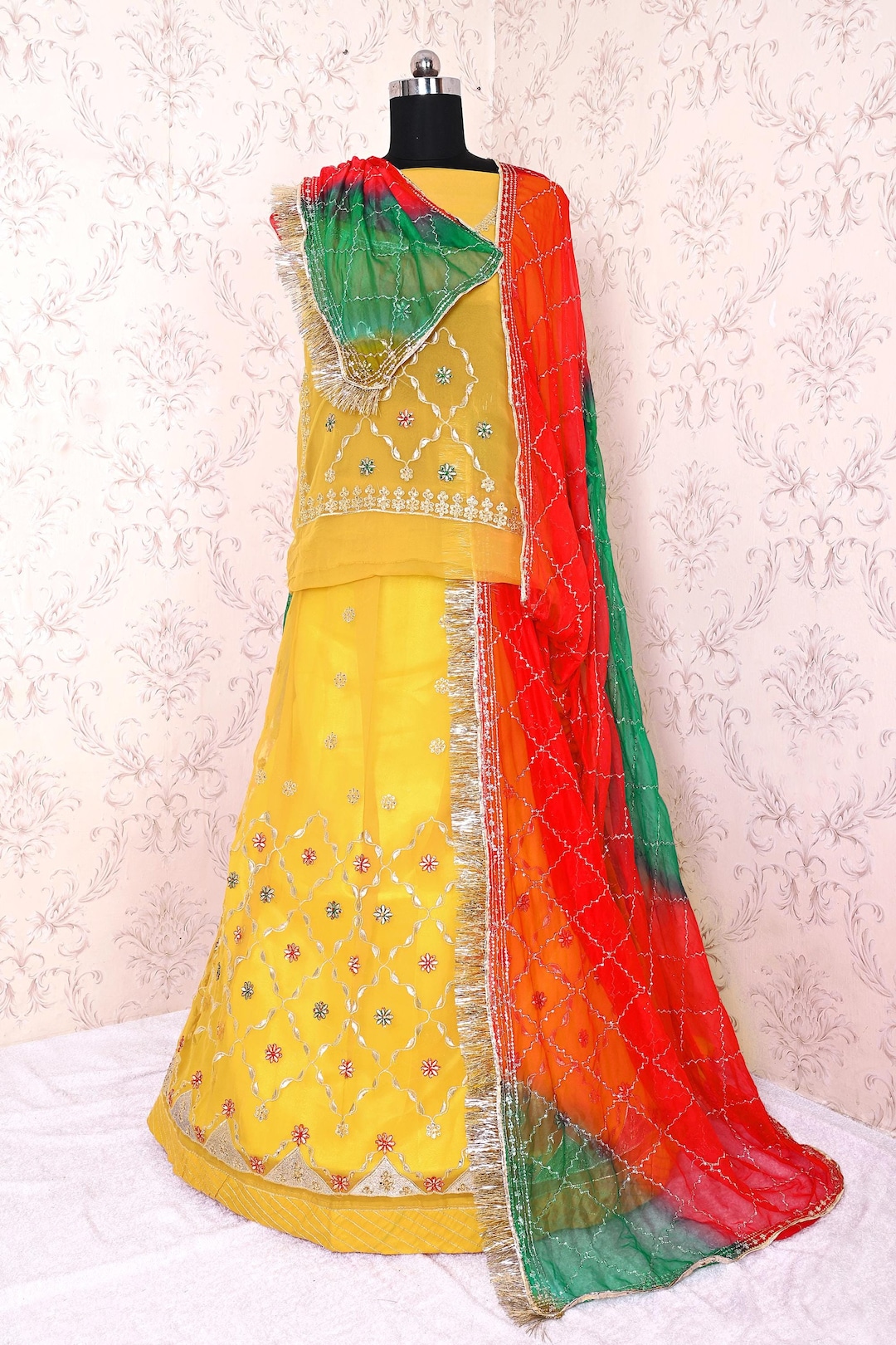 Yellow Half Pure Rajwadi Dress for Women, Rajasthani Marwadi Dress for ...