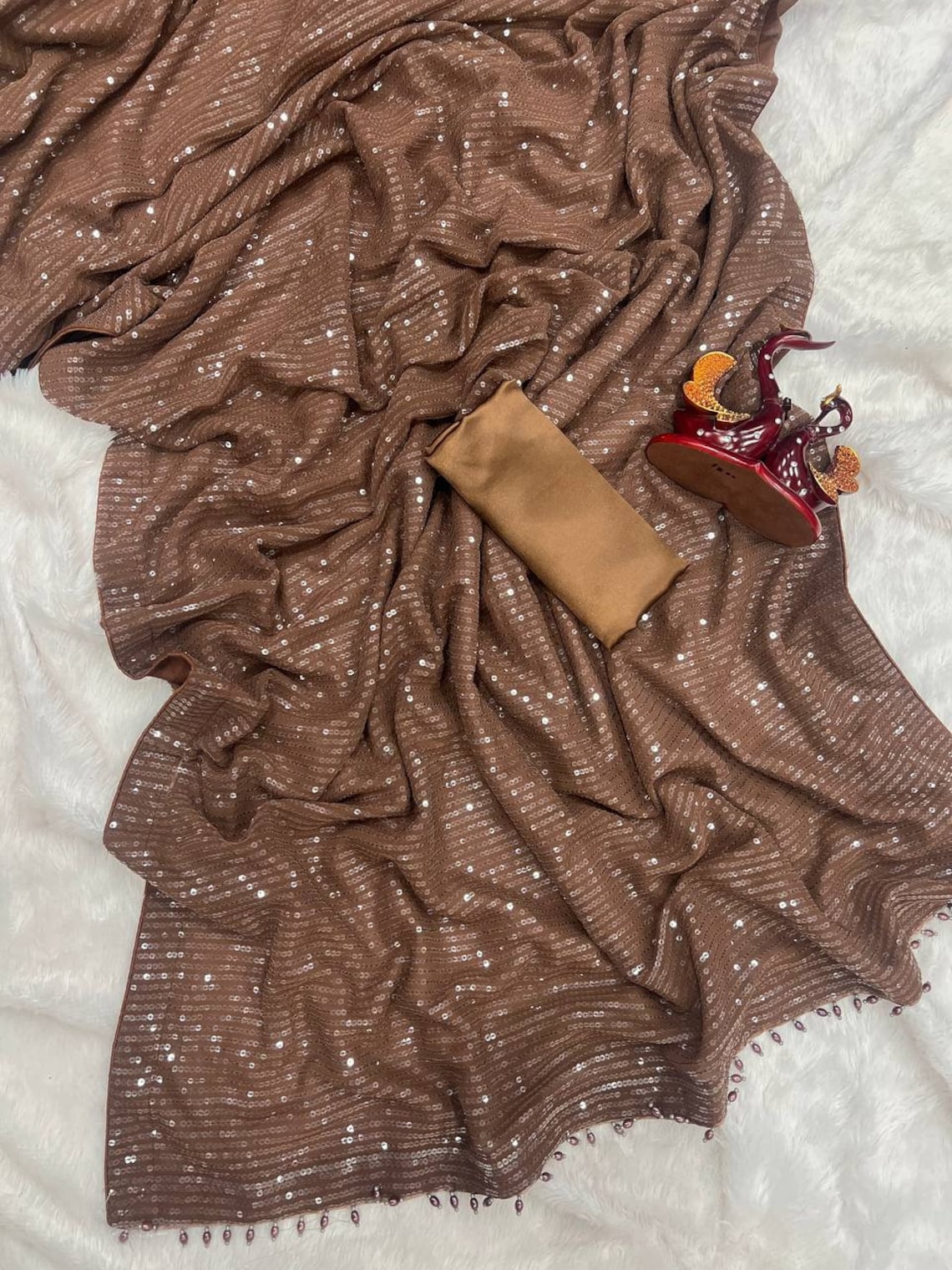 Disha Patani Wear Soft Georgette Brown Saree for Women, Party Wear ...