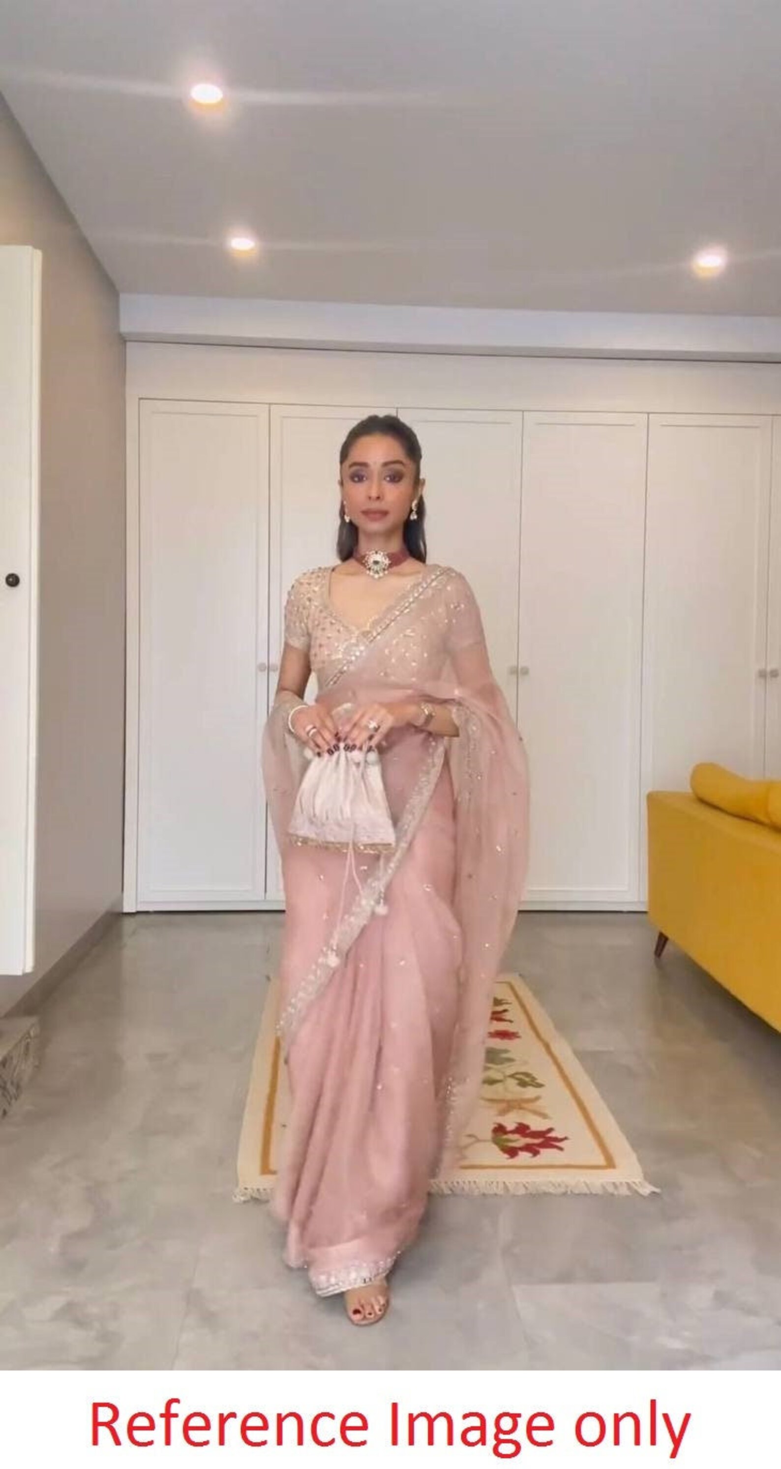 Organza Silk Saree for Women, Light Pink Saree for Function,wedding ...