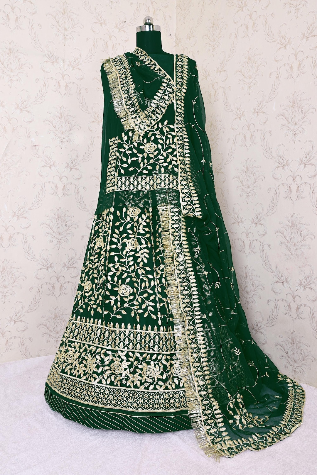 Royal Green Rajputi Poshak for Ghoomer Dance, Rajasthani Wedding Dress ...
