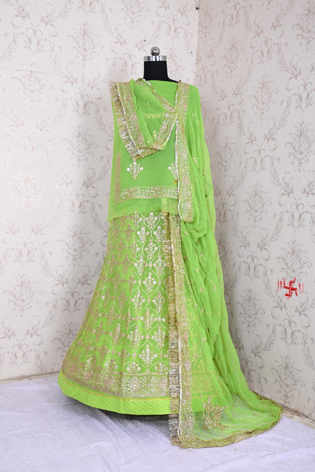 Rajasthani Marwadi Poshak for Women, Green Rajputi Wedding Lengha Set ...