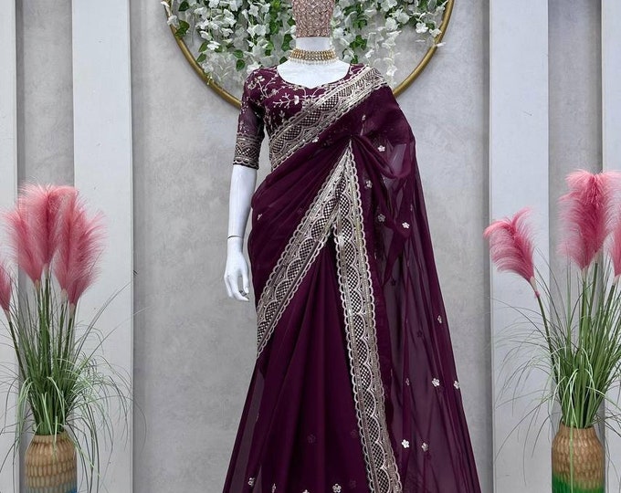 Wedding Wear Maroon Saree for Women, Tabbi Silk Saree With Thread ...