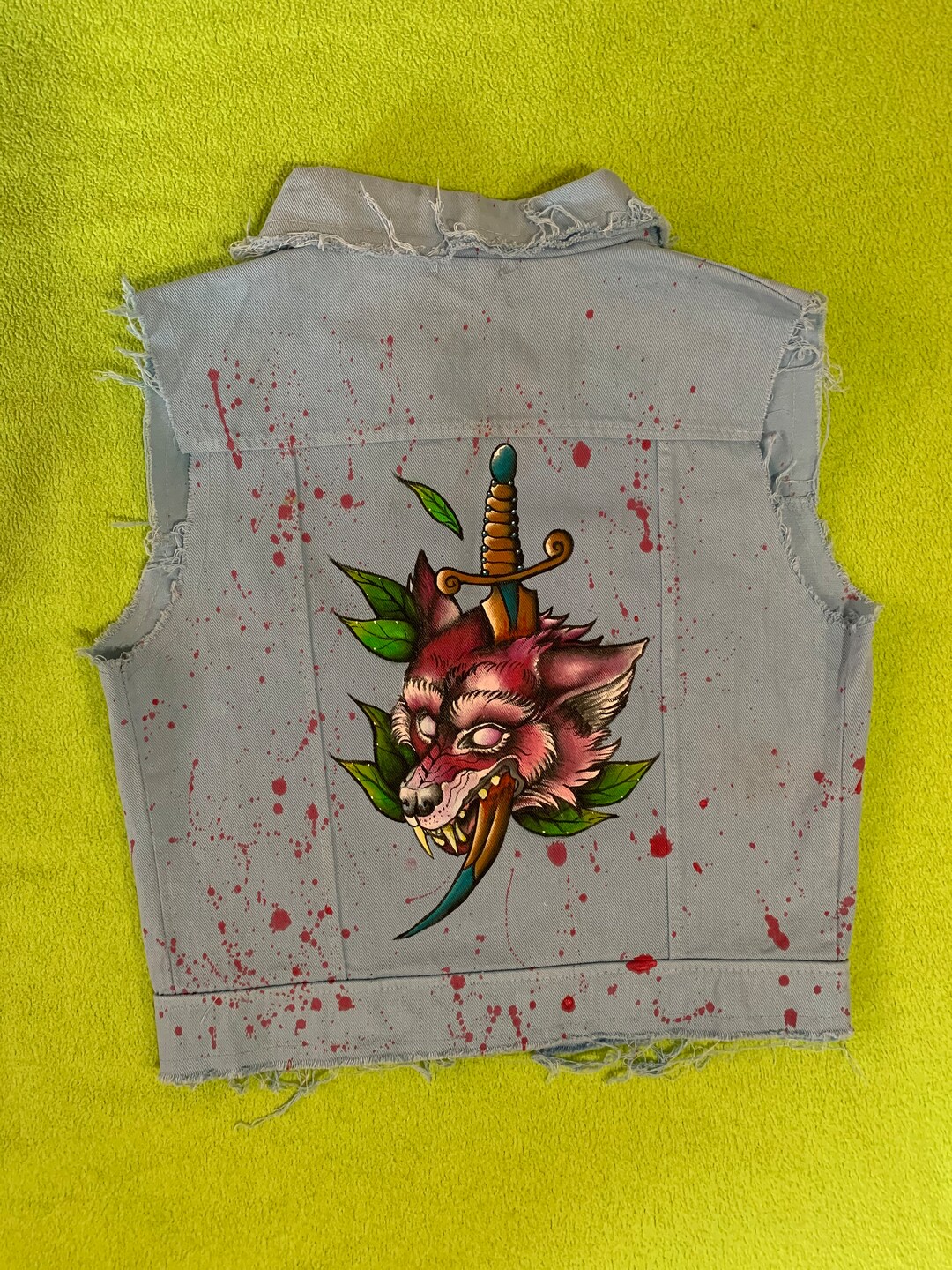 Hand Painted Denim Vest - Etsy