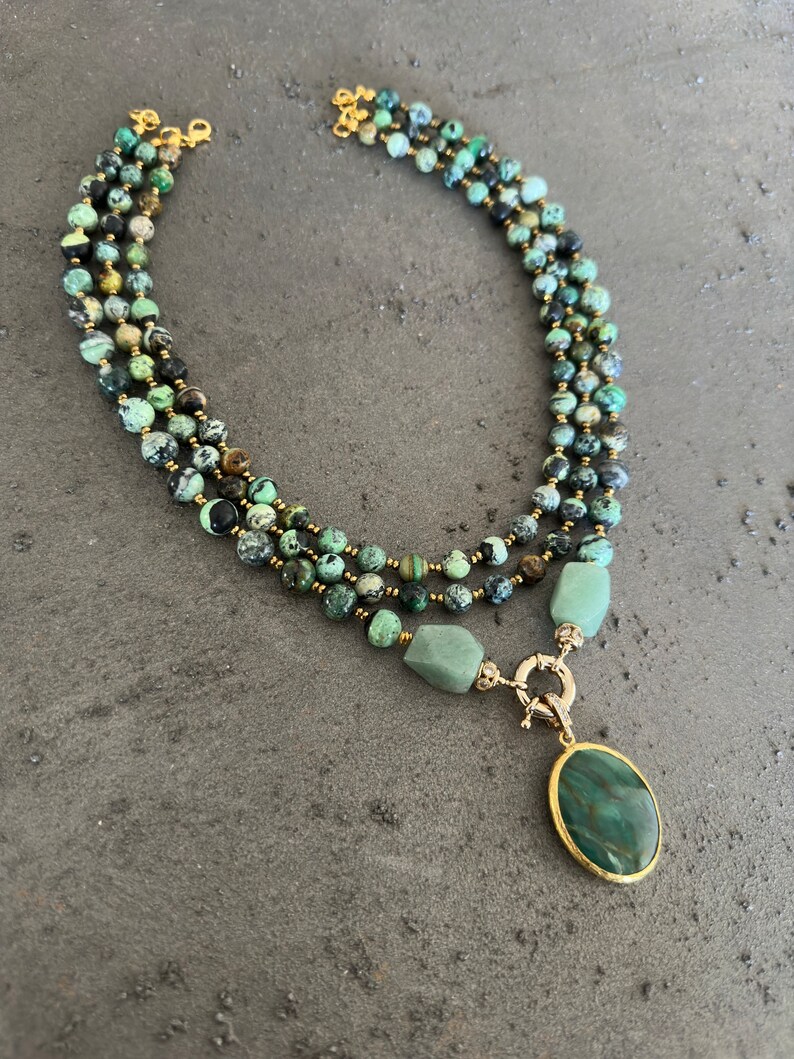 Variscite Necklace Beaded Multistrand Gemstone Jewelry - Etsy