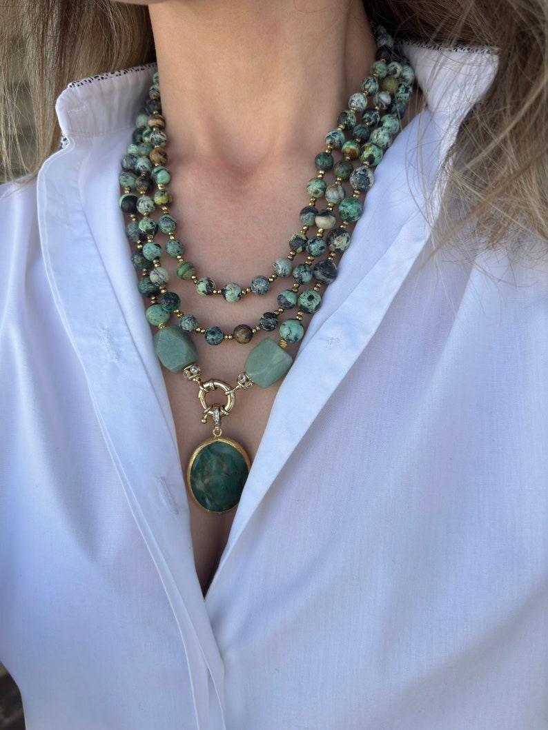 Variscite Necklace Beaded Multistrand Gemstone Jewelry - Etsy