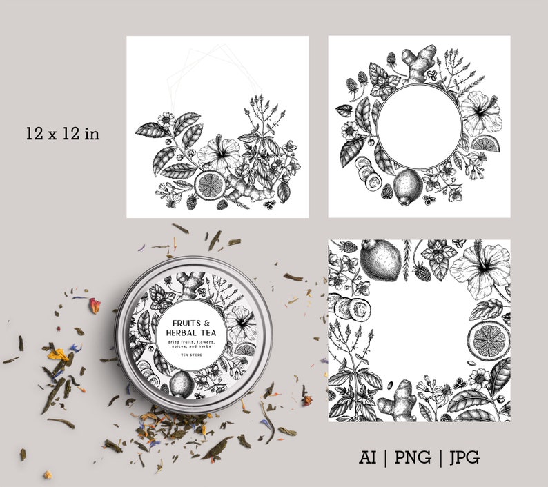 Medicinal Herbs Botanical Sketch, Herbal Tea Classic Clip Art, Tea ...