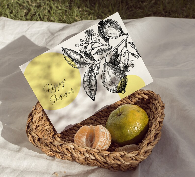 Lemon Tree Vector Art. Citrus Fruit Clipart Digital Drawing. Exotic ...