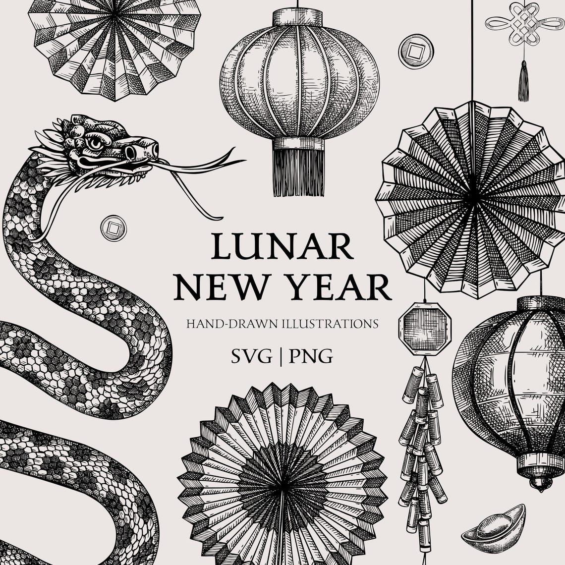 Lunar New Year 2025, Chinese New Year, Year of Snake, Vintage Artwork ...