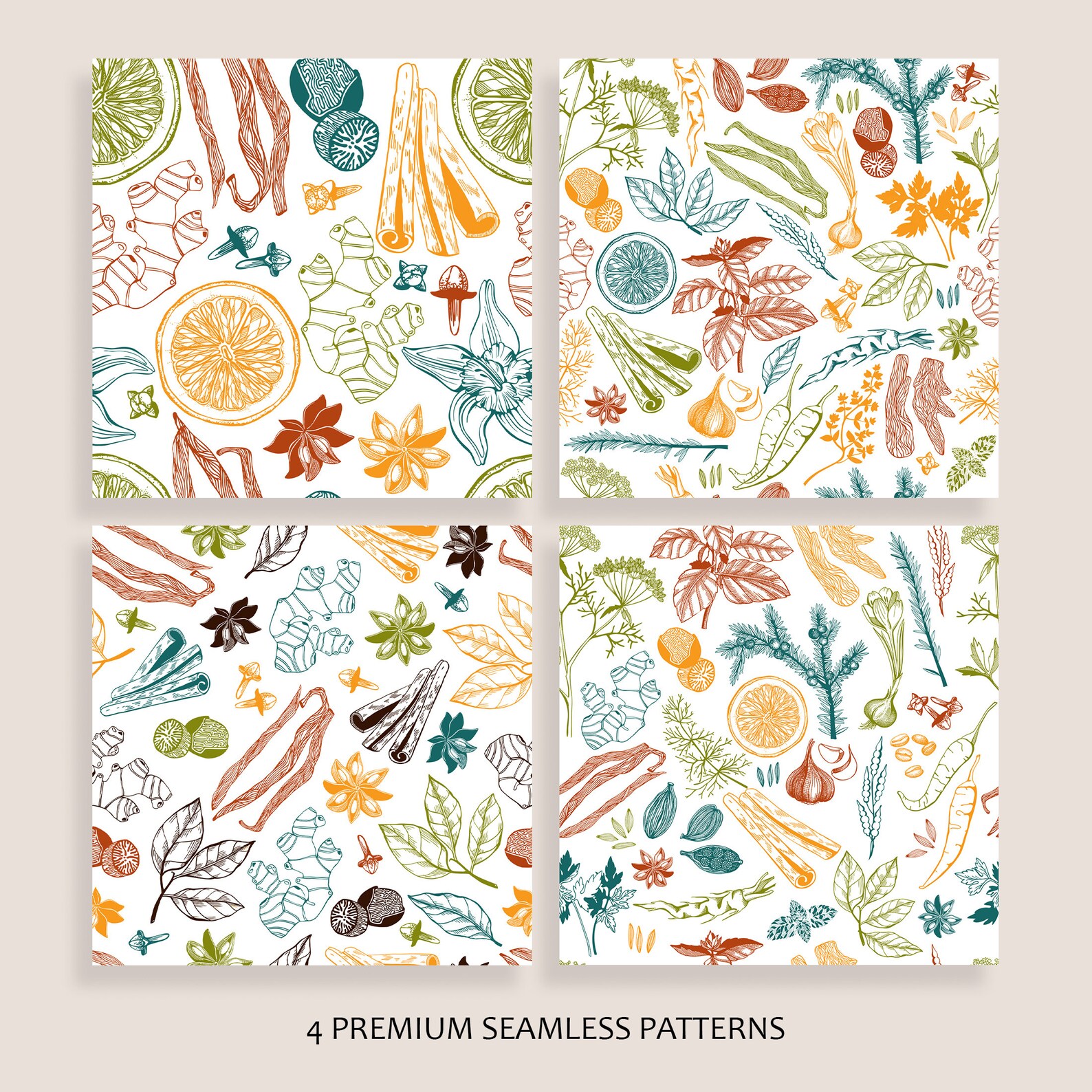 Kitchen Spices Seamless Pattern PNG, Hand Drawn Spice Sketch, Vintage ...